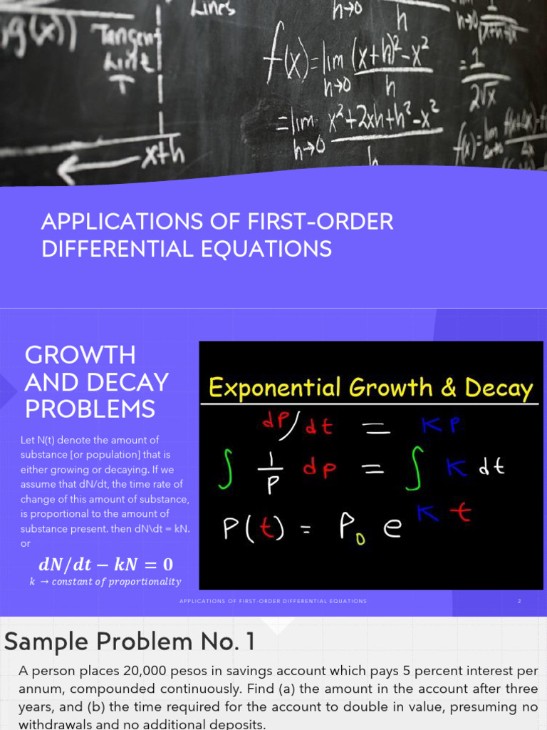 Applications of First Order Differential Equations | PDF | Mechanics ...