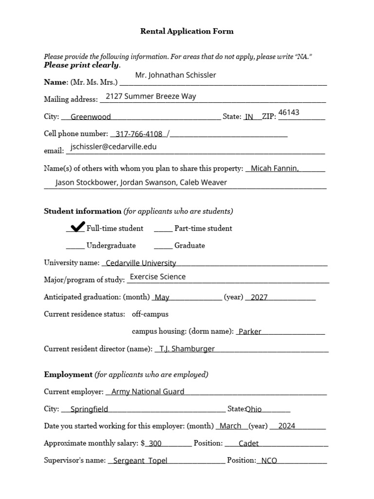 OPG Rental Application Form | PDF