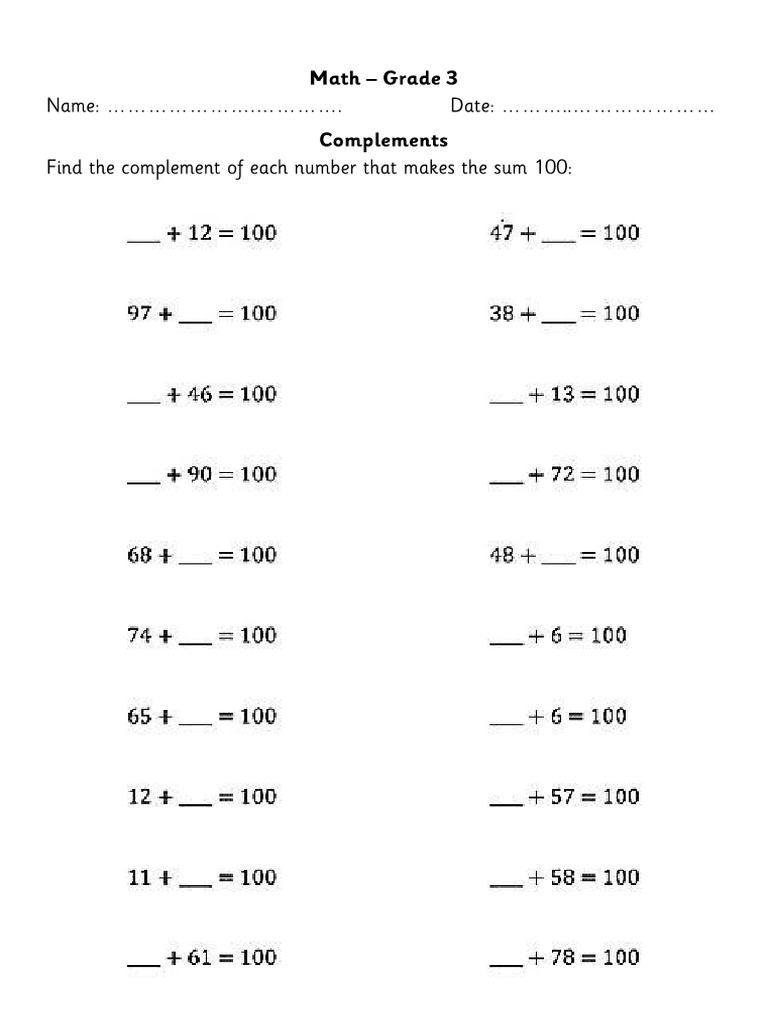 Addition and Subtraction Worksheet G3 | PDF