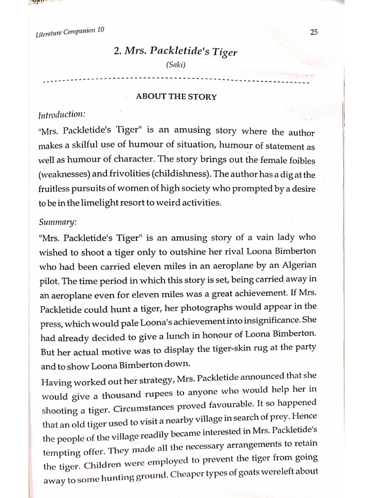 Ch-Mrs. Packletide's Tiger | PDF