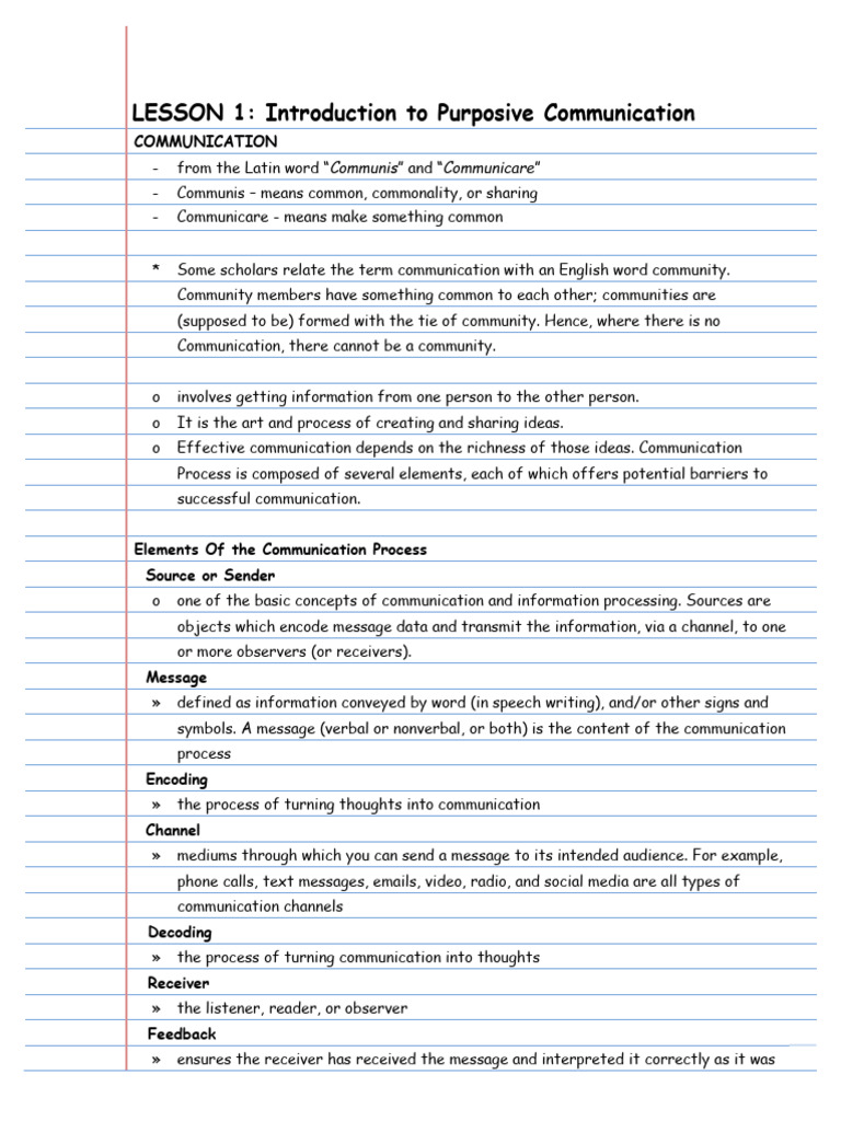 Notes in Purposive Communication | PDF | Communication | Information