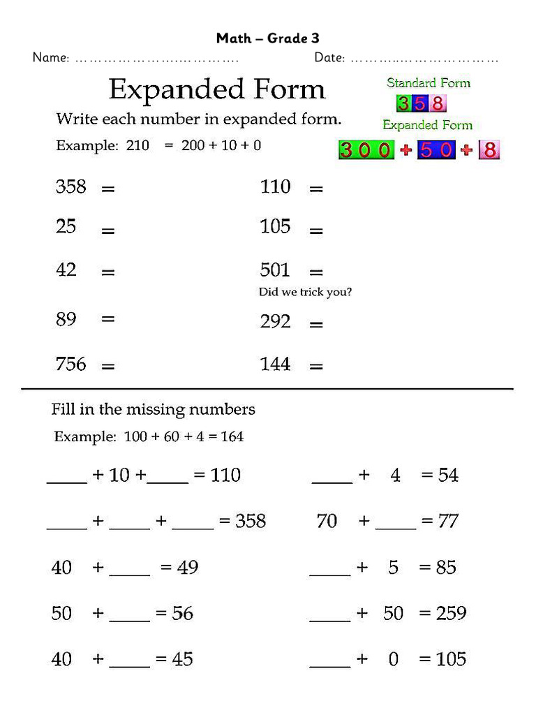 Addition and Subtraction Worksheet G3 - Copy (6) | PDF