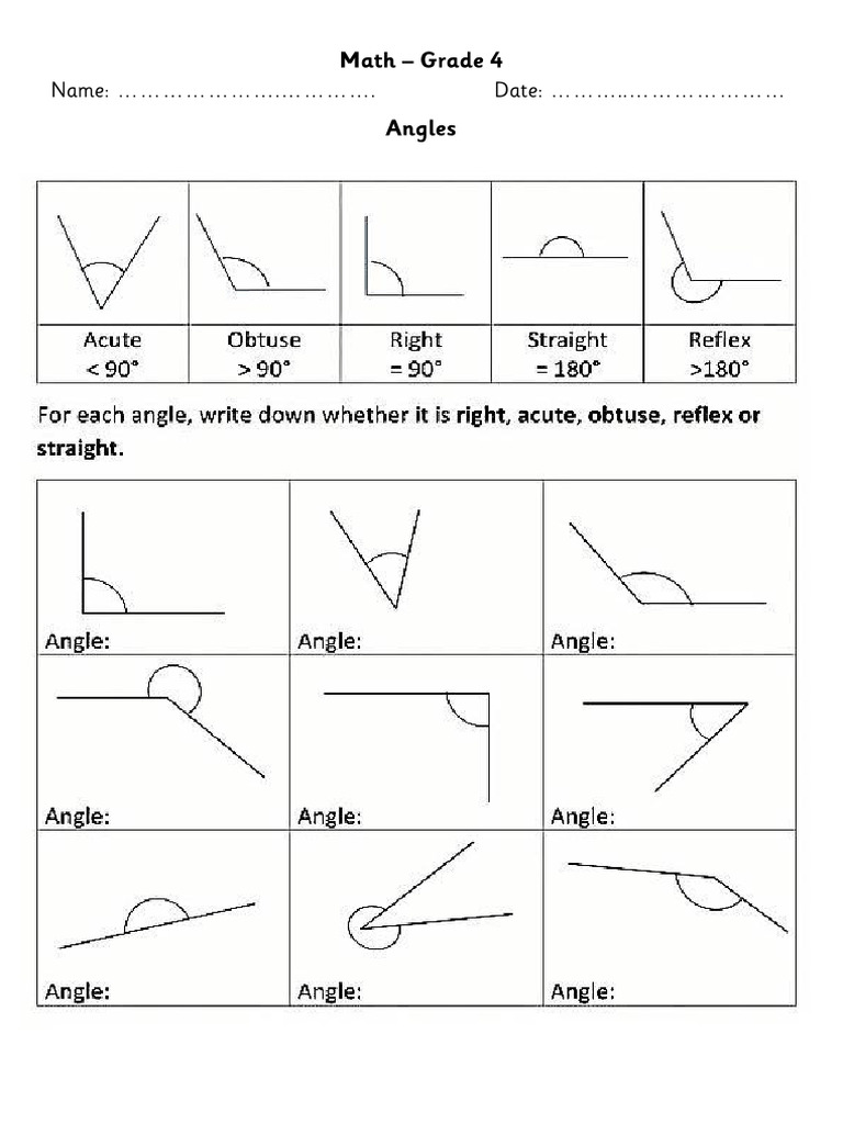 Angles Worksheet G4 - Copy (2) | PDF