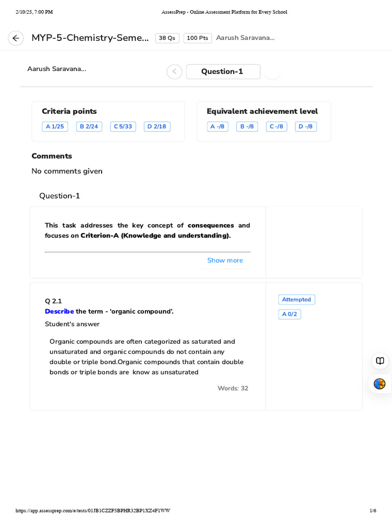 MYP Chemistry Assessment Overview | PDF | Cracking (Chemistry) | Fatty Acid