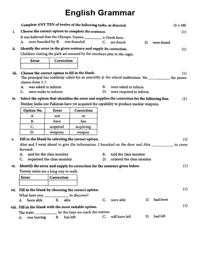 Class 10 Cbse 2025 Important Grammar | PDF