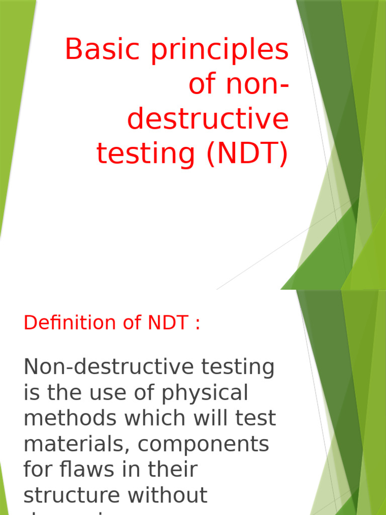 Basic principles of non-destructive testing (NDT | PDF | Nondestructive ...