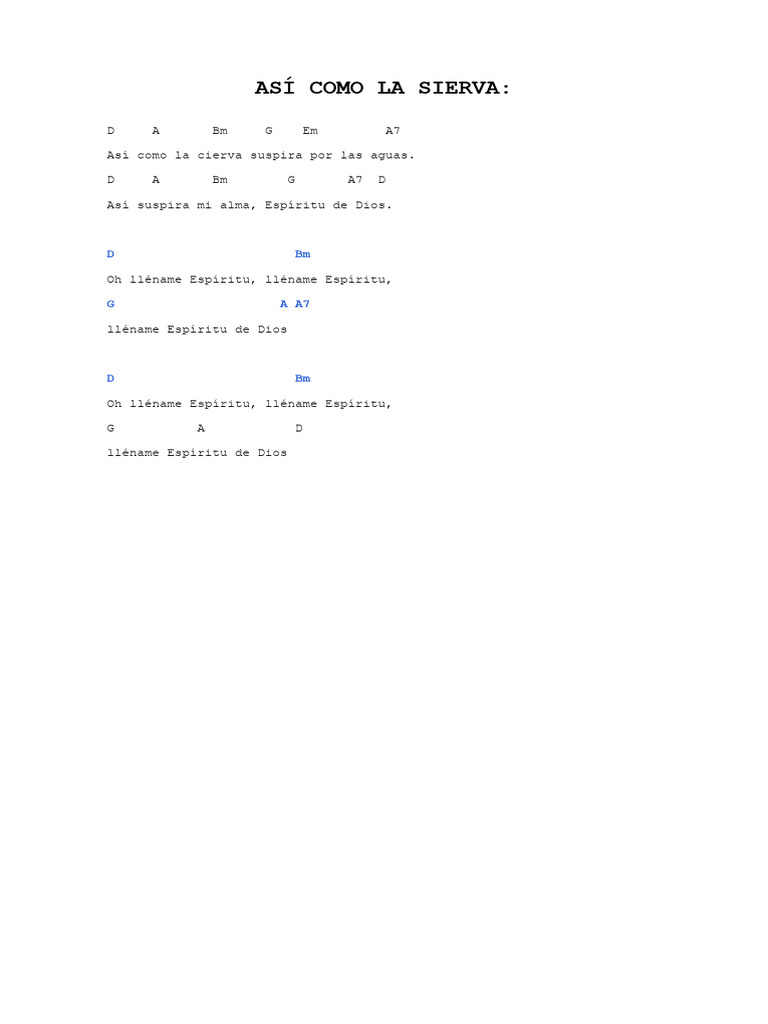 Así como la sierva: letra y acordes | PDF