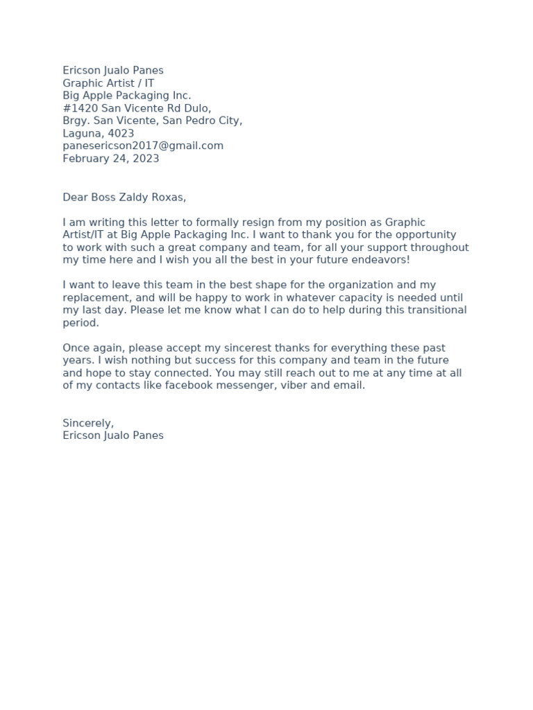 Final Resignation Letter | PDF