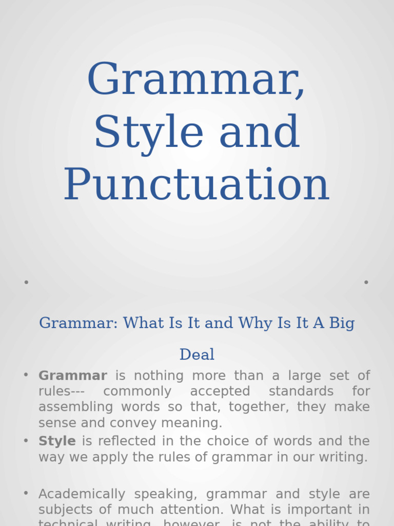 Grammer, Style and Punctuation | PDF | Pronoun | Grammatical Number