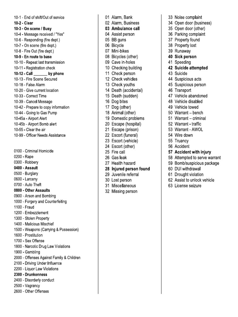Police Radio Codes | PDF