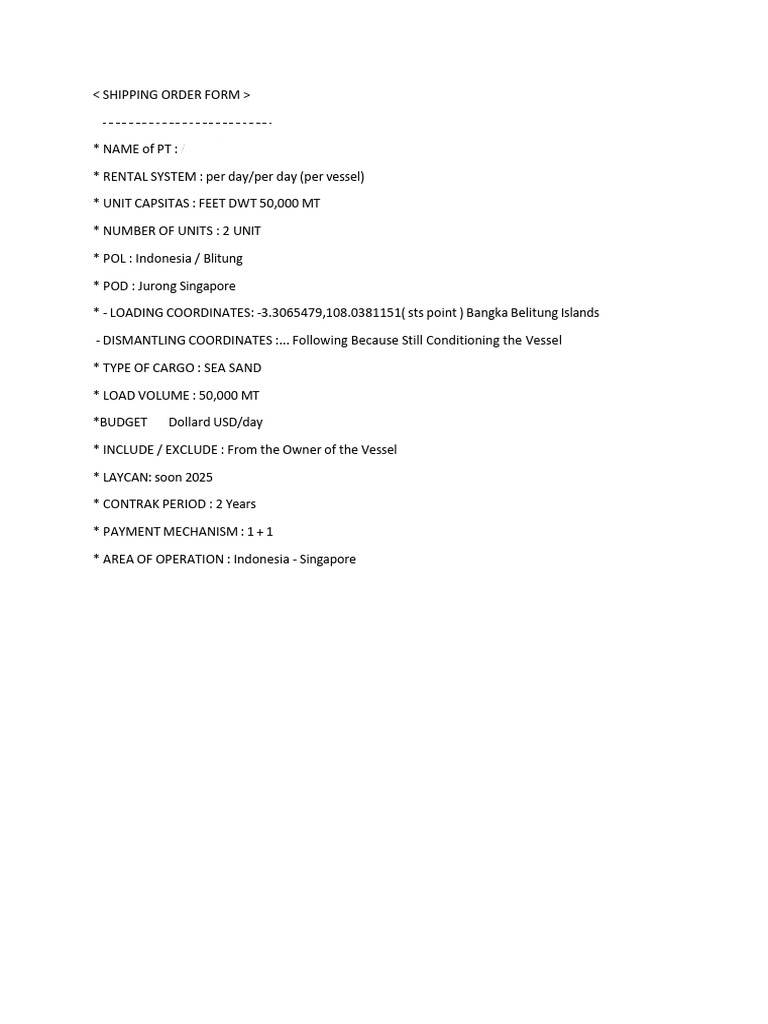 Shipping Order 1 | PDF