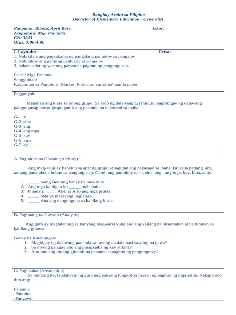 4a's Pananda BIBOSO | PDF