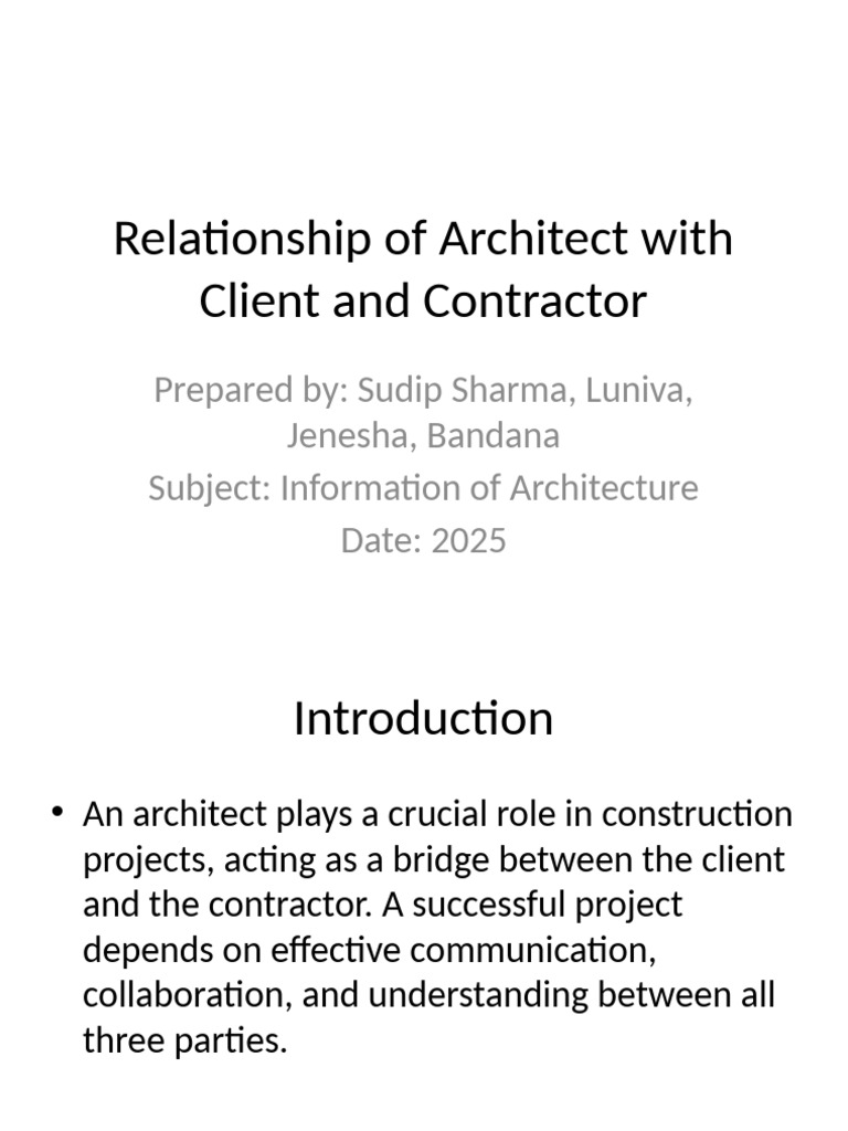Relationship of Architect With Client and Contractor | PDF