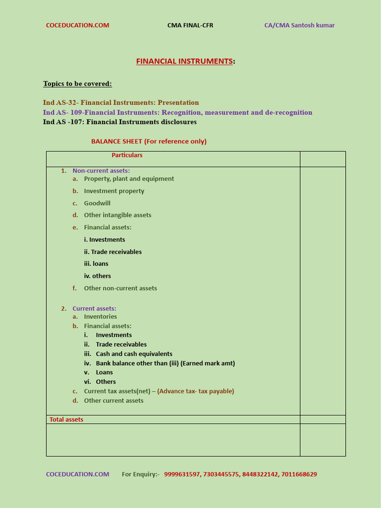 IND AS 32, 109, 107 Final Cma CFR | PDF | Equity (Finance) | Option ...