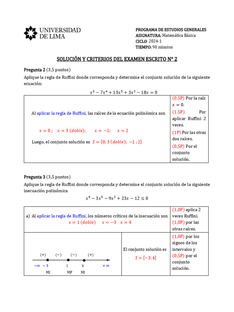 Solución y Criterios Del EE2 de MB (2024-1) - Ve2 | PDF | Matemática Elemental | Conceptos ...