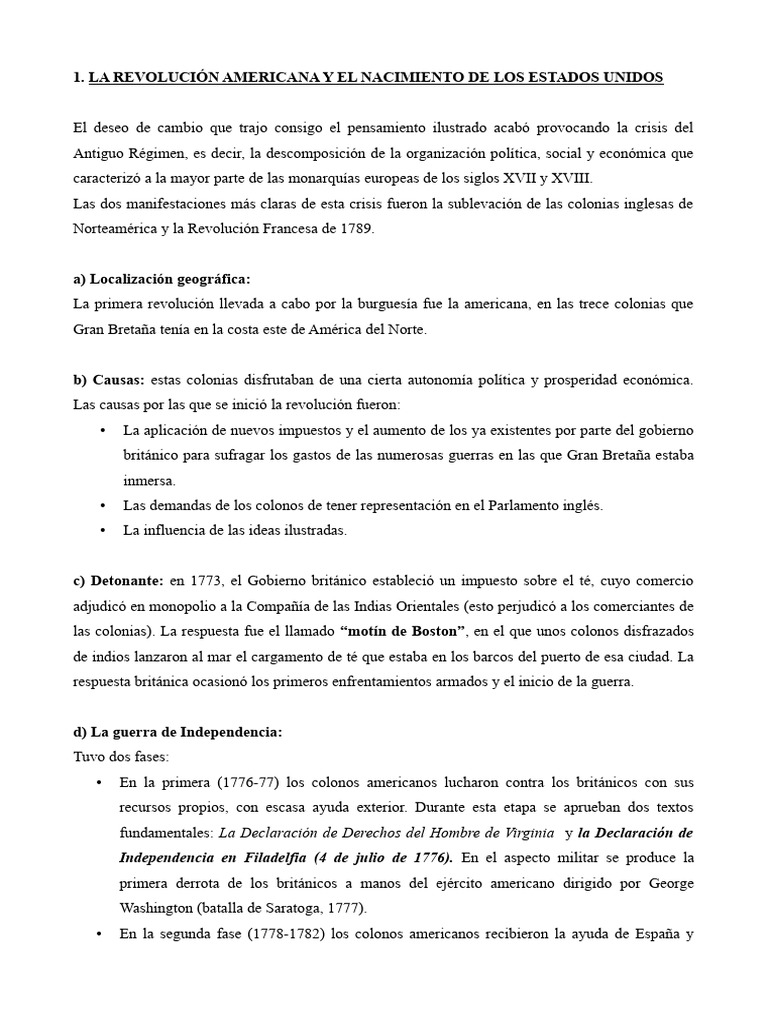 Revolución Americana: Causas y Consecuencias | PDF | Trece colonias ...
