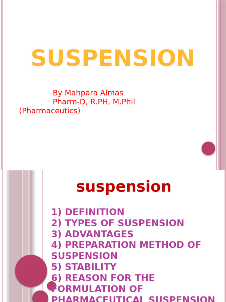 Pharmaceutical Suspension Guide | PDF | Suspension (Chemistry ...