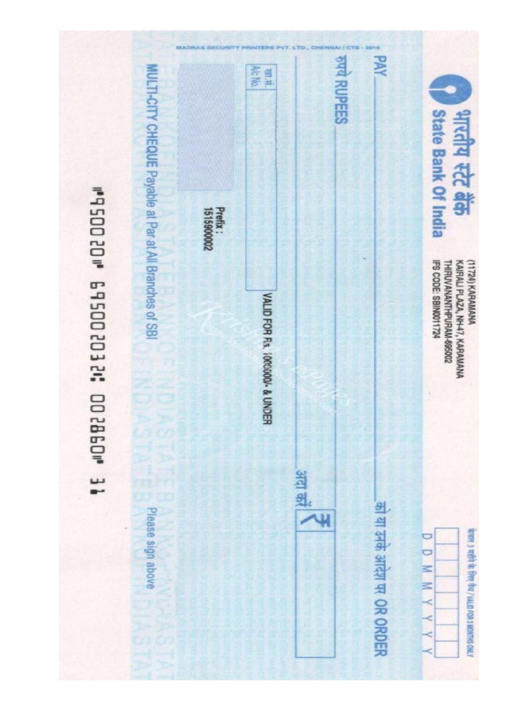 State Bank Cheque | PDF