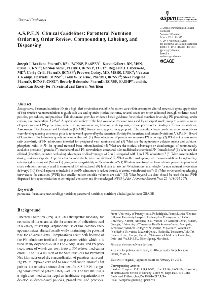 J Parenter Enteral Nutr - 2014 - Boullata - A S P E N Clinical ...