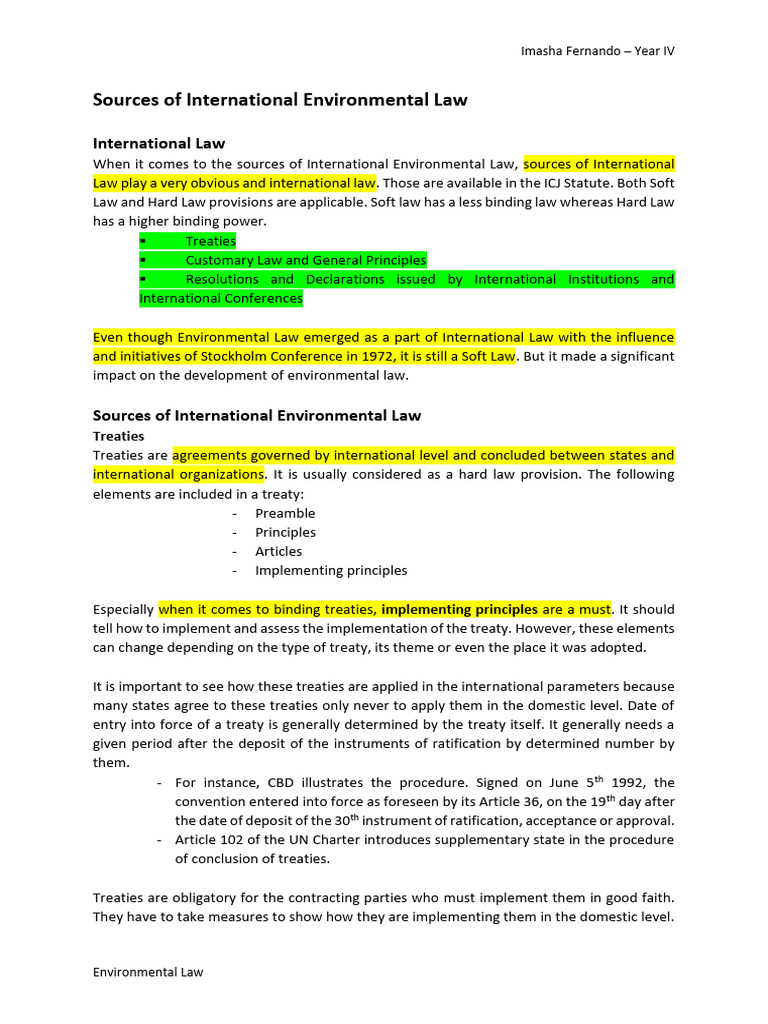 Sources of International Environmental Law | PDF | Treaty ...