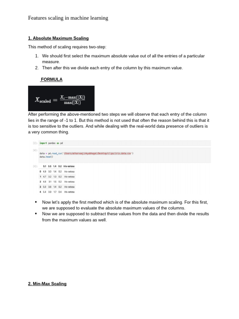 Features Scaling in Machine Learning | PDF