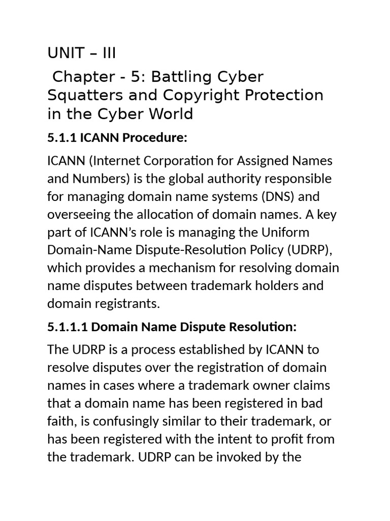 Domain Name Dispute Resolution Overview | PDF | Copyright Infringement ...