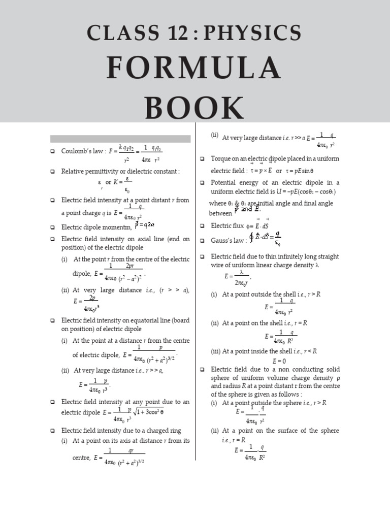 Physics Formula | PDF | Electric Field | Capacitance