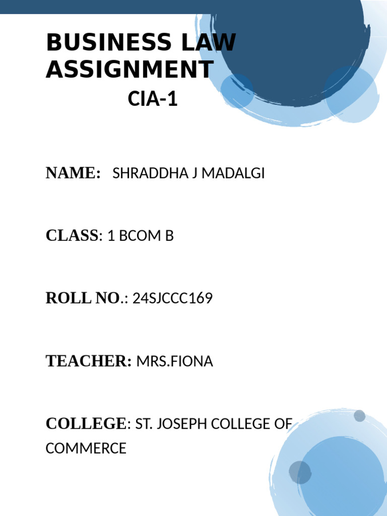 Business Law Assignment by Shraddha J Madalgi | PDF