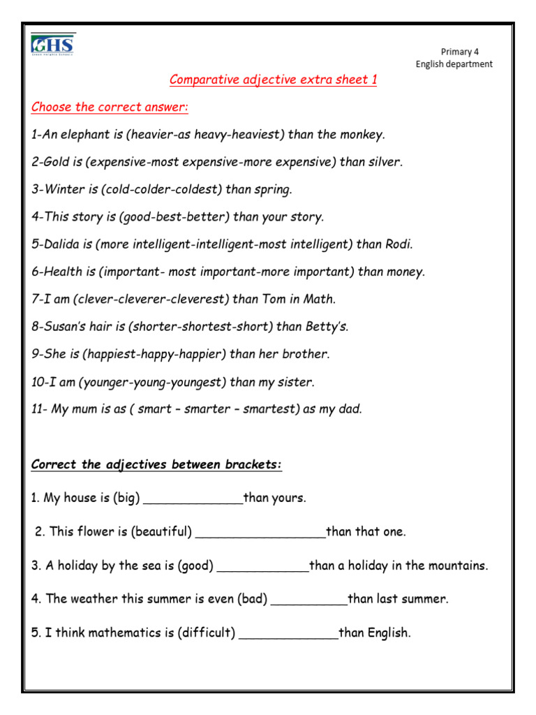 Comparative Extra Sheet 1 | PDF