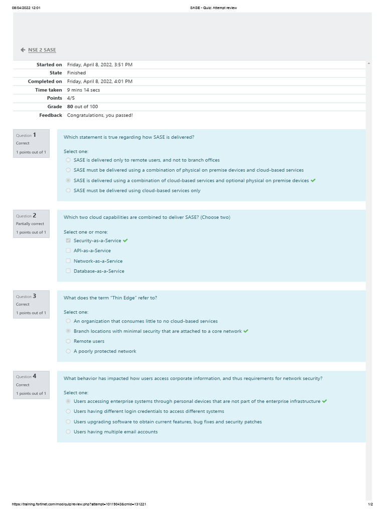 SASE - Quiz_ Attempt review | PDF | Cloud Computing | Information Technology