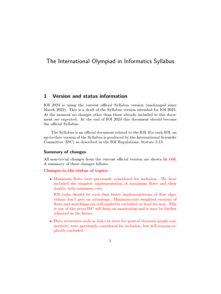 Ioi Syllabus 2025 Draft | PDF | Graph Theory | Computer Programming