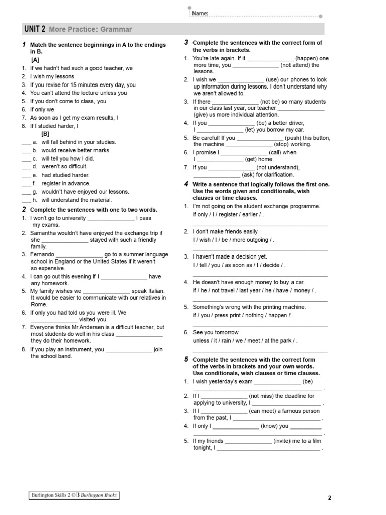 02skills2 VocabGram MorePrac2 | PDF | Language Mechanics | Syntax