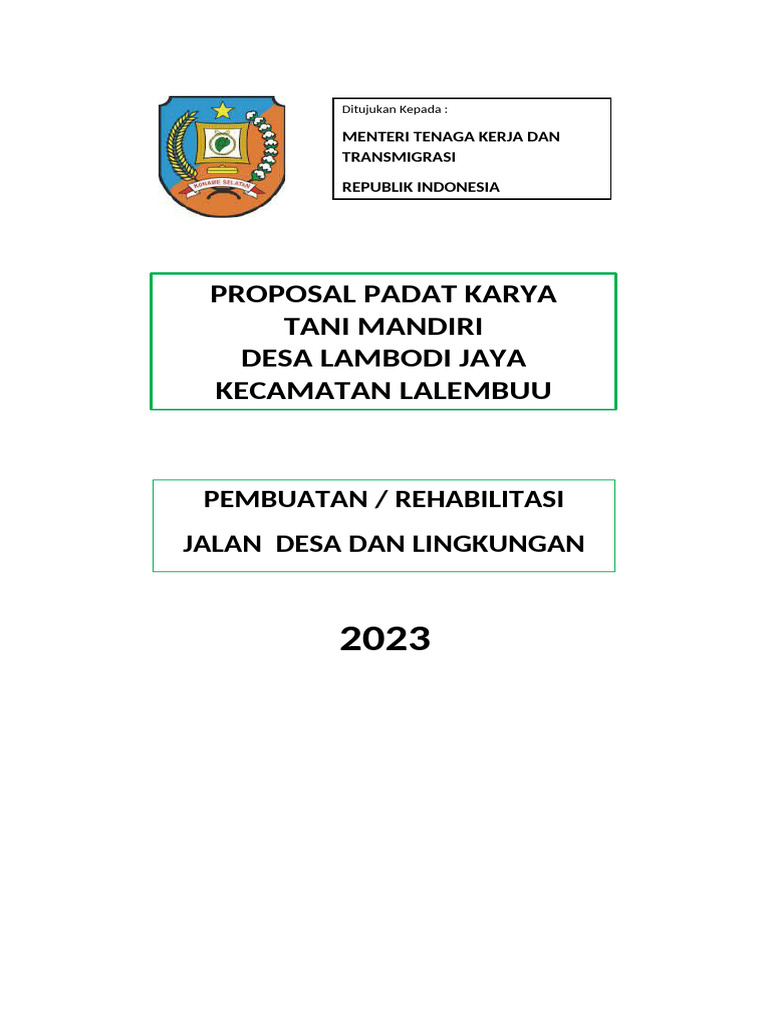 Proposal Padat Karya Tani Mandiri | PDF