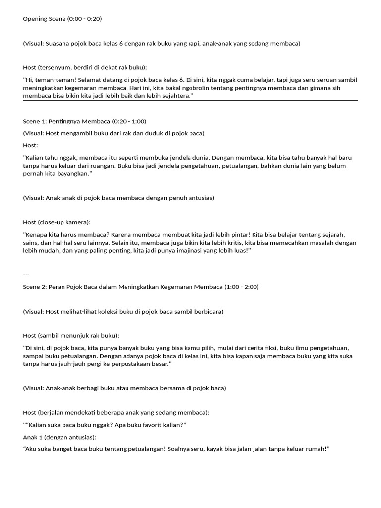 Skrip Vlog Perpustakaan | PDF