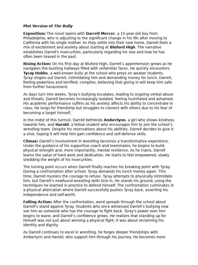 Plot Version of The Bully | PDF | Bullying | Psychological Resilience