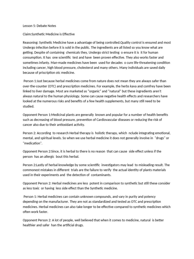 Lesson 5 - Debate Notes-WPS Office | PDF | Health Sciences | Pharmacology