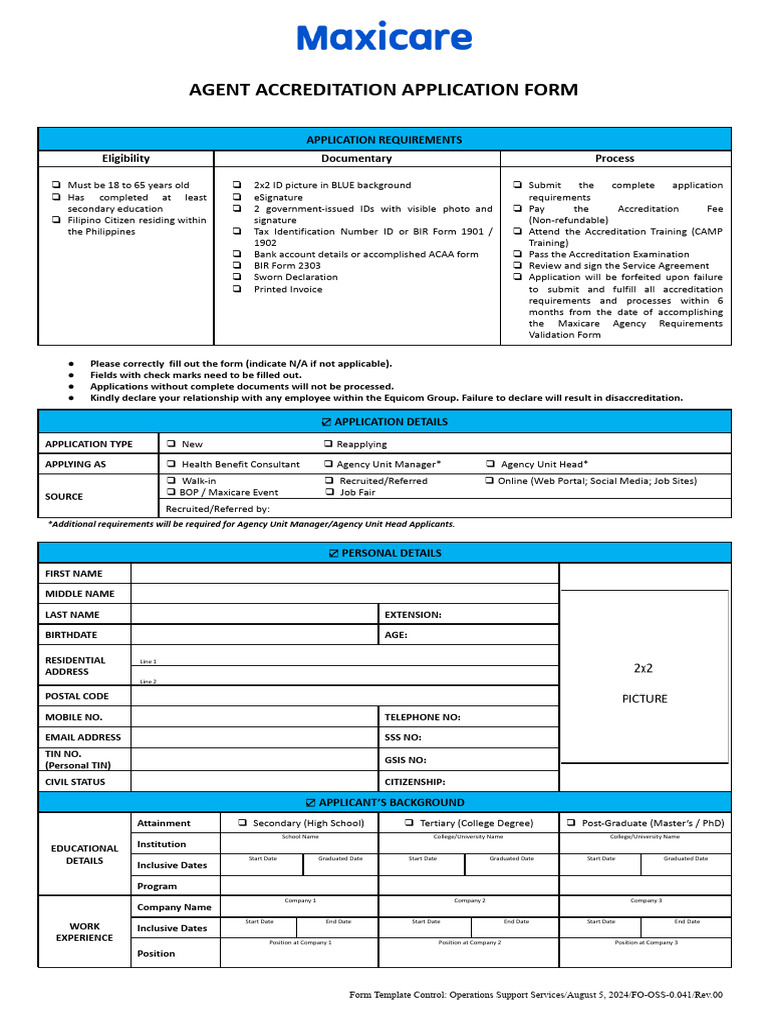 FO-OSS-0.041-Agent-Accreditation-Application-Form_rev.00 | PDF | Business