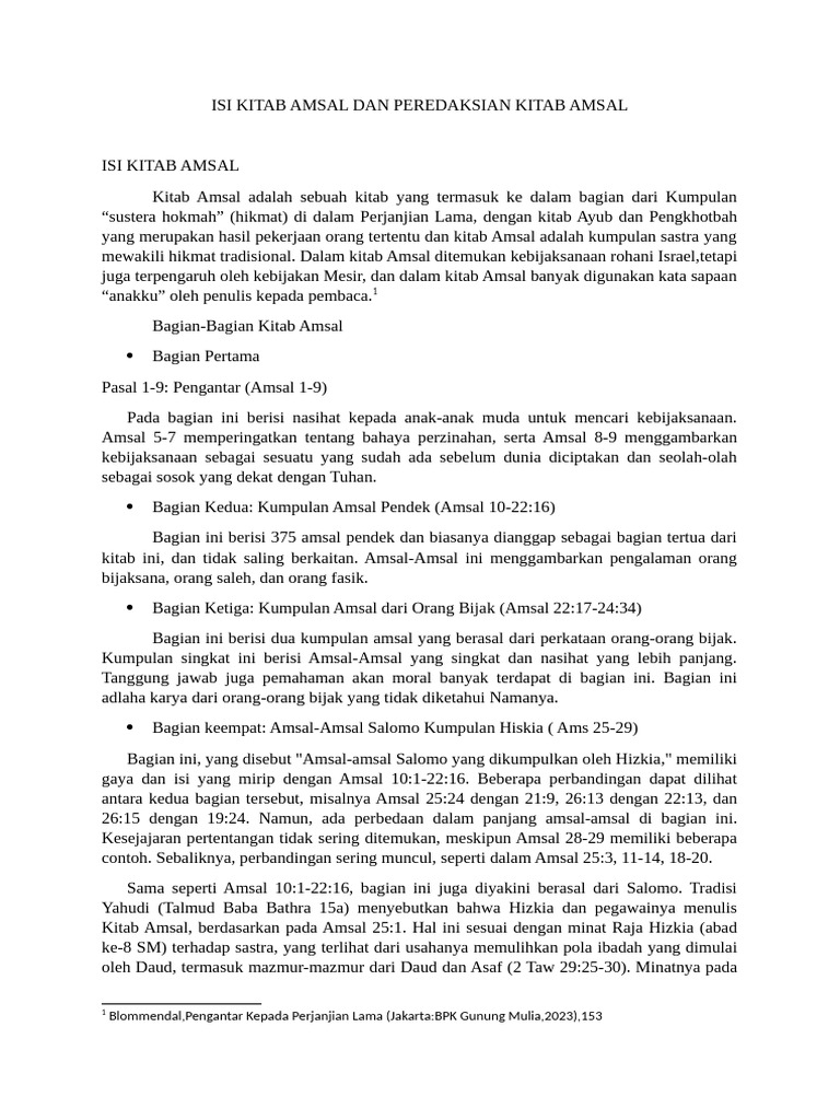 Isi dan Peredaksian Kitab Amsal | PDF