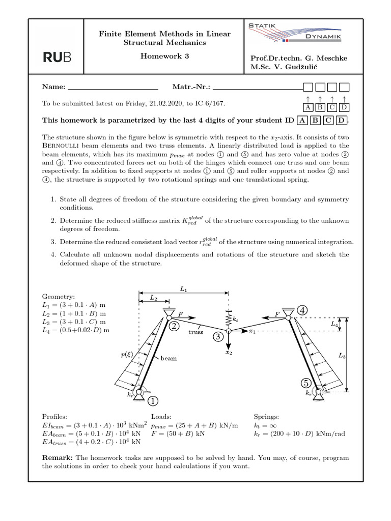 Finite Element Homework: Structural Analysis | PDF