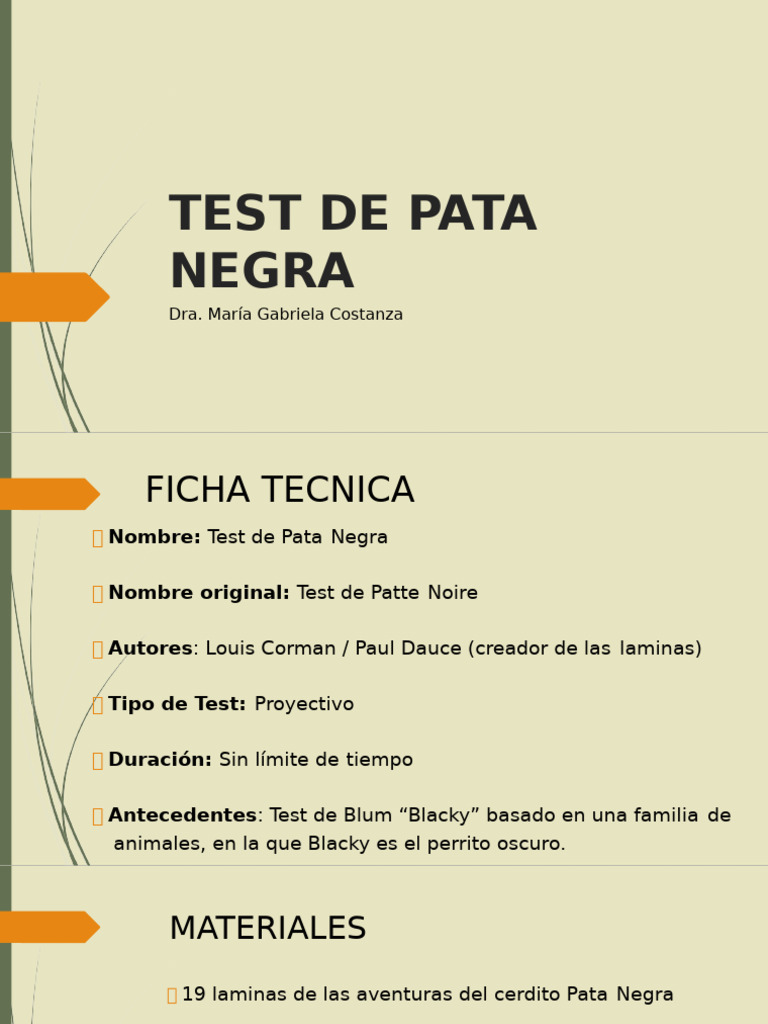 Test de Pata Negra: Análisis Infantil | PDF | Sicología