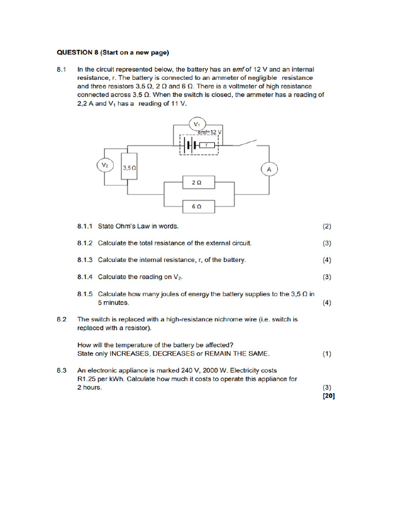 Grade 12 Electric Circuits Q&A Guide | PDF