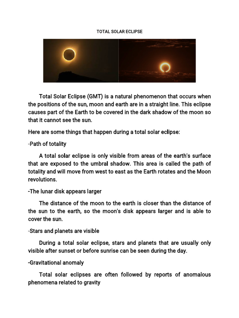 Understanding Total Solar Eclipses | PDF
