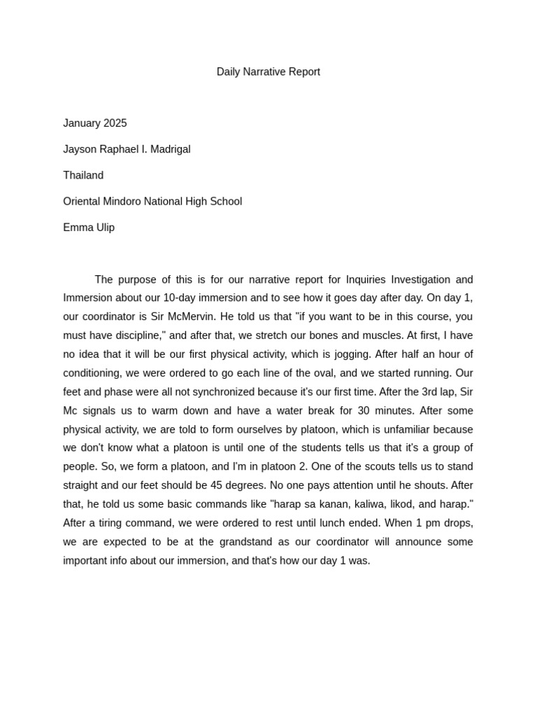 Daily Narrative Report | PDF | Motorsport Competitions | Auto Racing