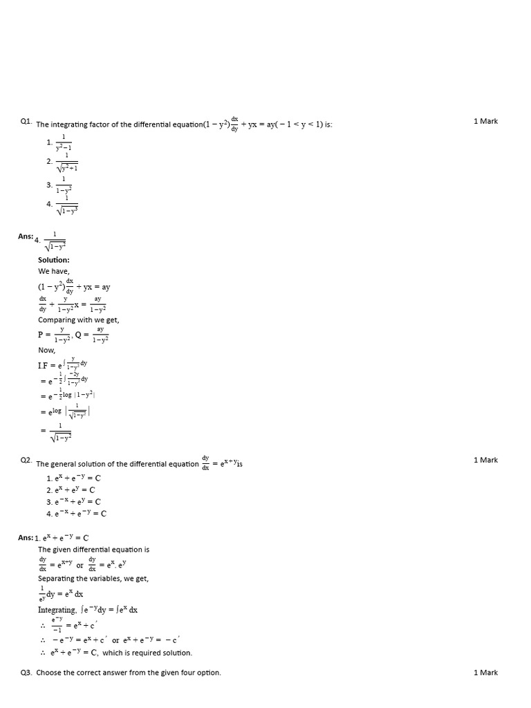DIFFERENTIAL EQUATIONS | PDF | Equations | Mathematical Objects