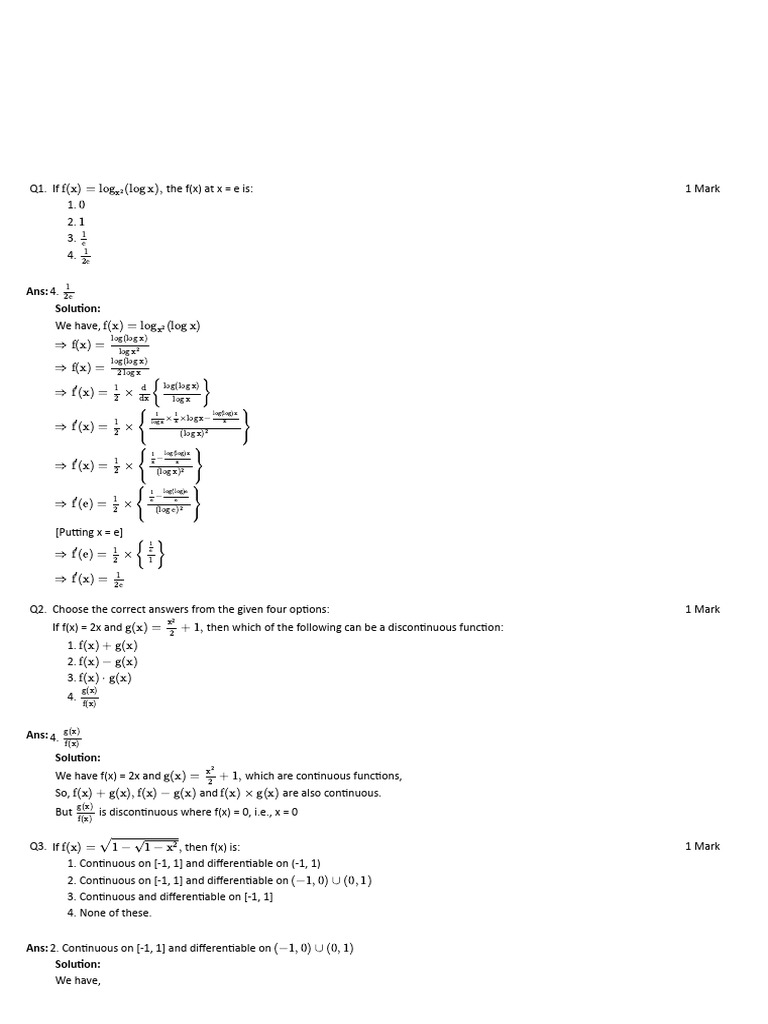 Continuity and Differentiability | PDF | Continuous Function | Mathematical Concepts