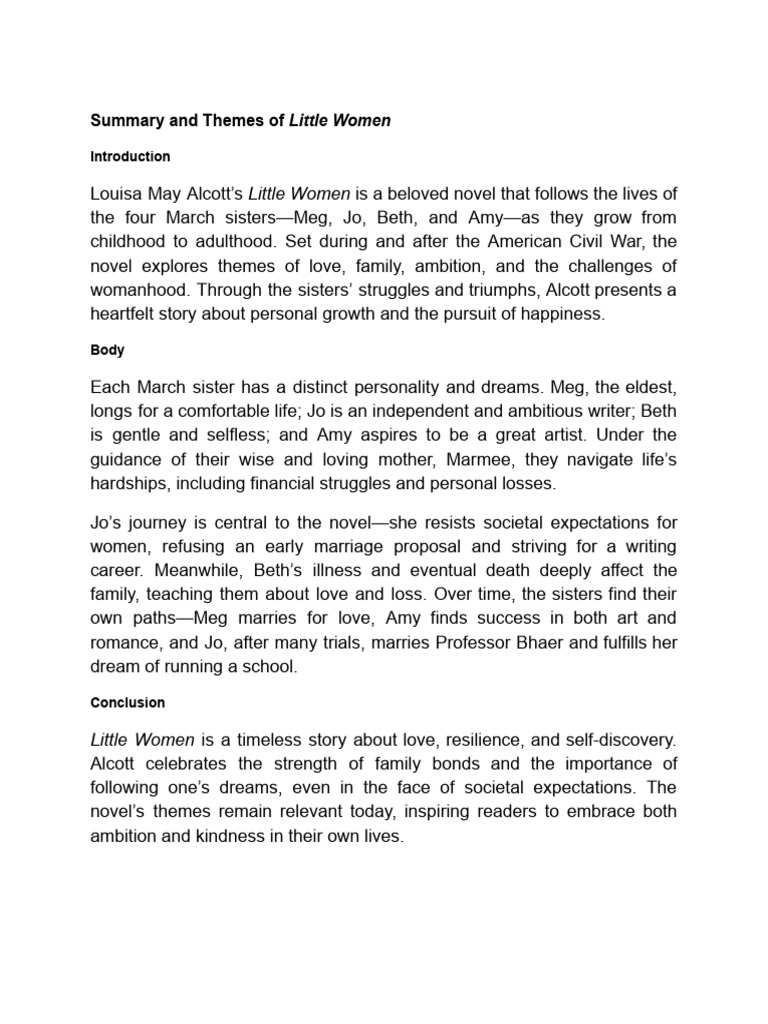 Summary and Themes of Little Women | PDF