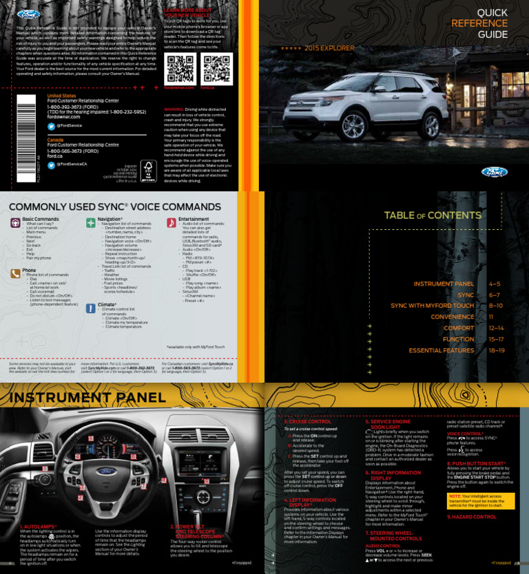 2015 Explorer QRG Version 2 - QG - EN US - 10 - 2014 | PDF | Telephone ...