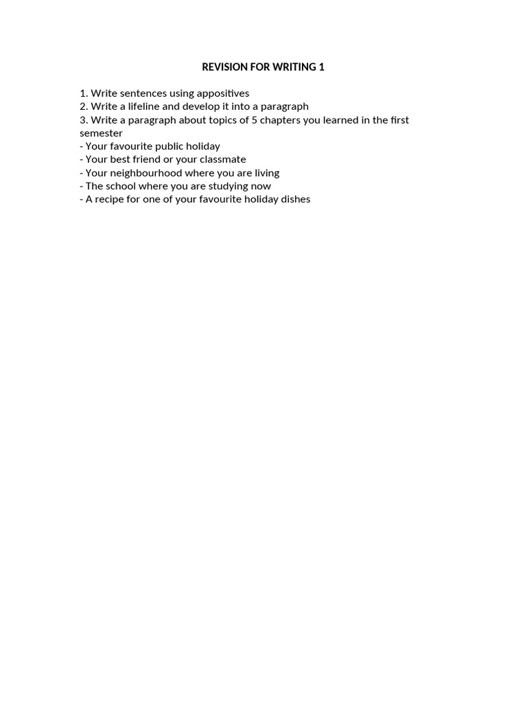 Revision for Writing 1 | PDF