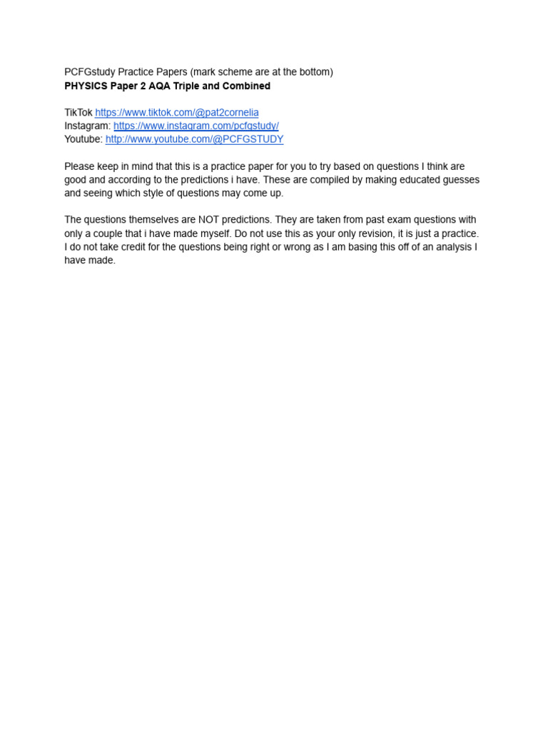 Physics AQA GCSE Paper 2 | PDF