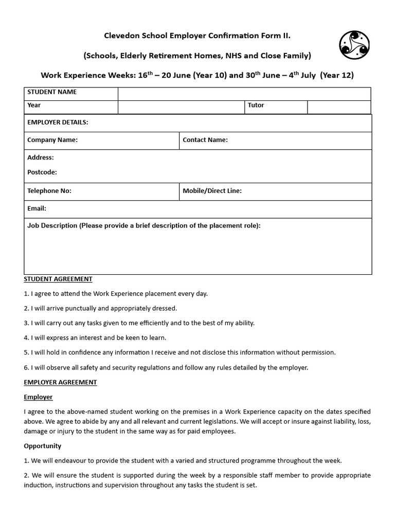 Employer Confirmation Form II | PDF | Employment | Risk Assessment